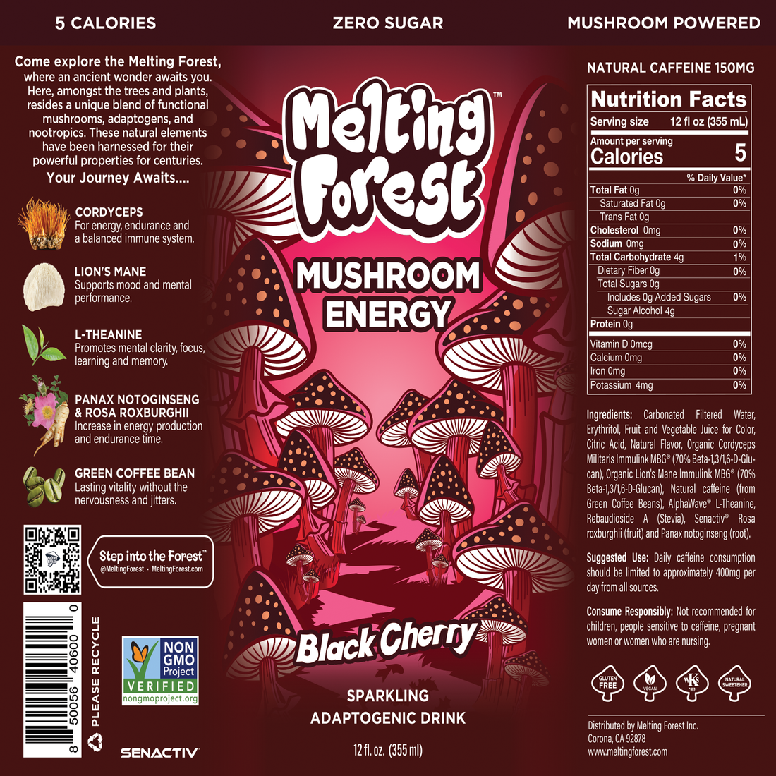 Mushroom Energy Drink 12 Pack - Black Cherry Flavor – Melting Forest