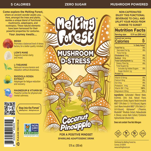 Mushroom Sparkling Pineapple Coconut Energy Drink – Melting Forest