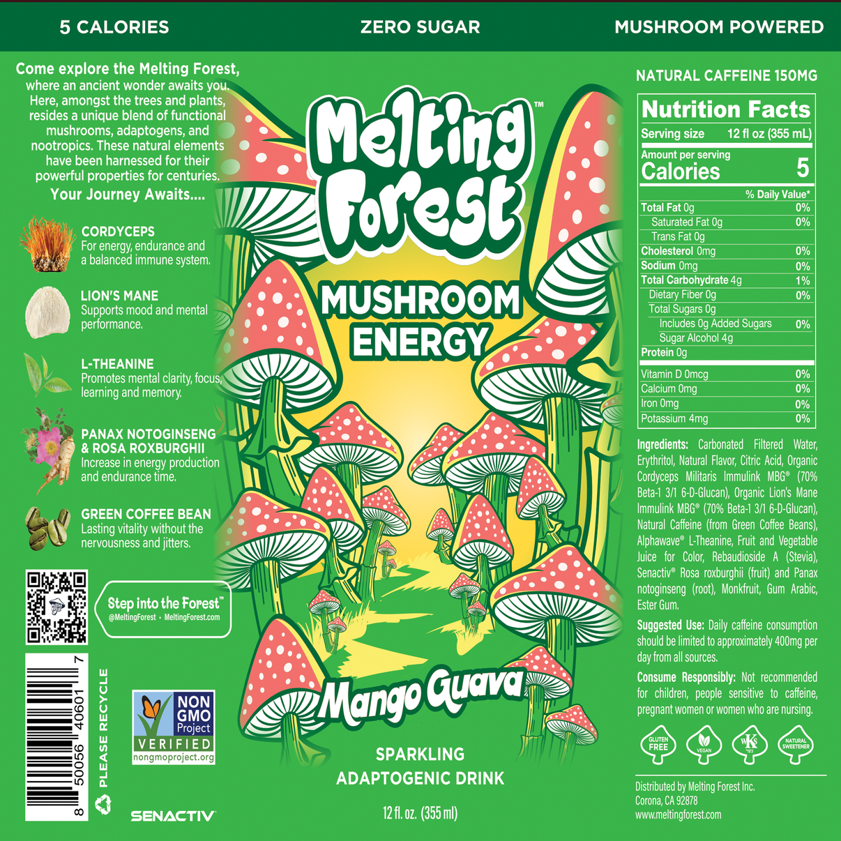 Mushroom Energy Drink 12 Pack - Mango Guava Flavor – Melting Forest